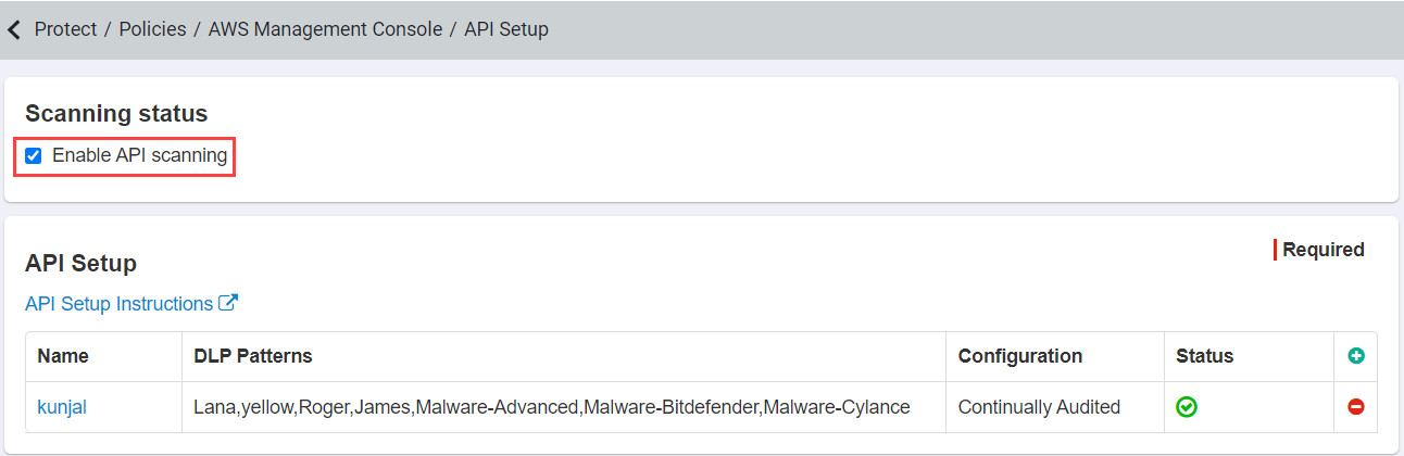 Enabling and setting up API scanning in Forcepoint Data Security Cloud | SSE